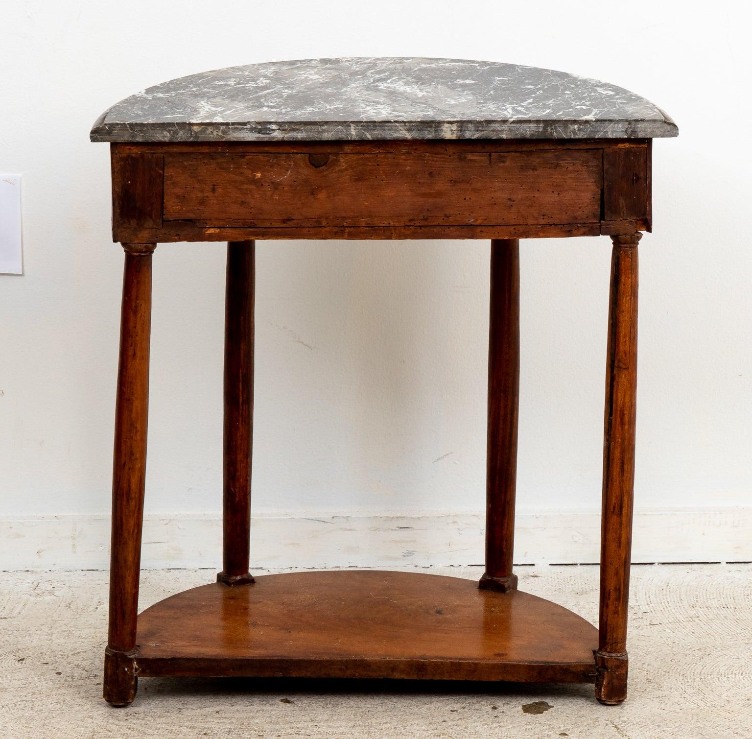 Petite French Demilune Console with Marble Top For Sale at 1stDibs