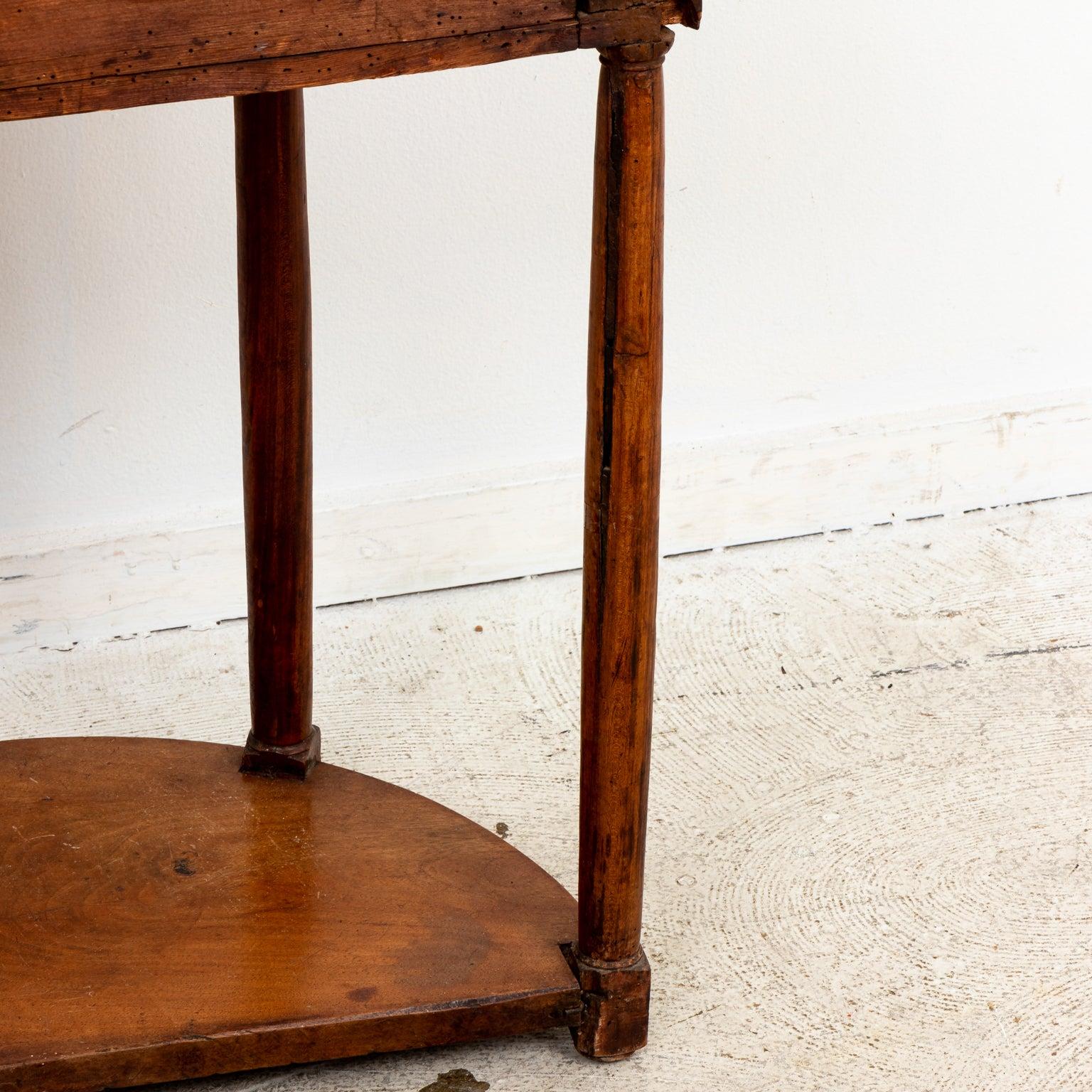 Petite French Demilune Console with Marble Top For Sale at 1stDibs