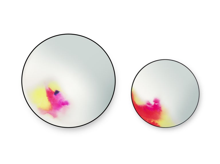 Petite Friture Large Francis Wall Mirror in Black and Pink Watercolor ...