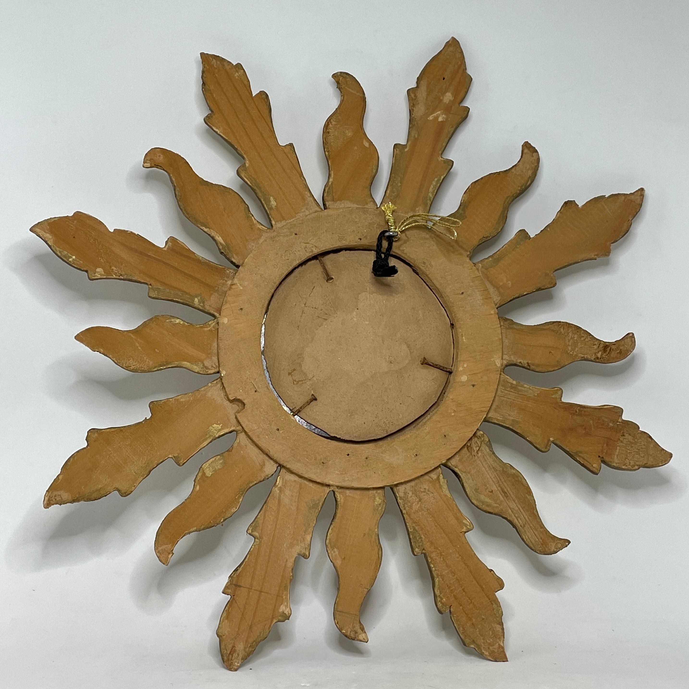 Petite German Starburst Sunburst Gilded and Silver Wood Mirror, circa ...