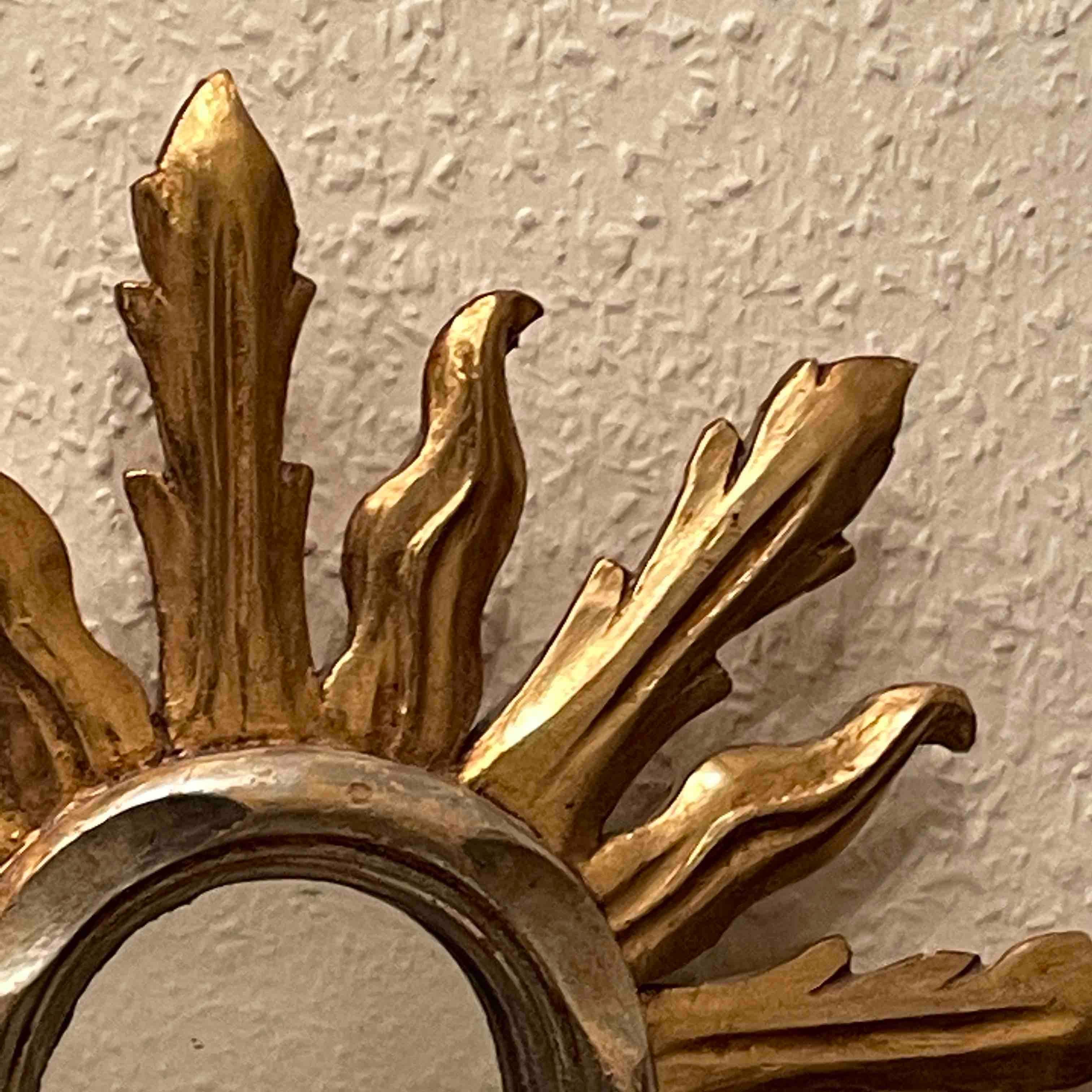 Petite German Starburst Sunburst Gilded and Silver Wood Mirror, circa ...
