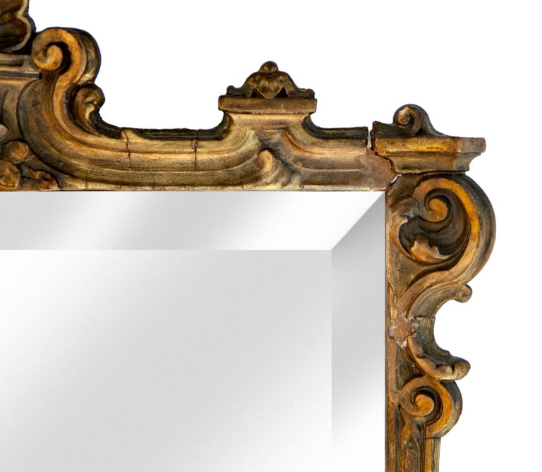 Petite Gilt Hand Carved European Beveled Mirror For Sale at 1stDibs
