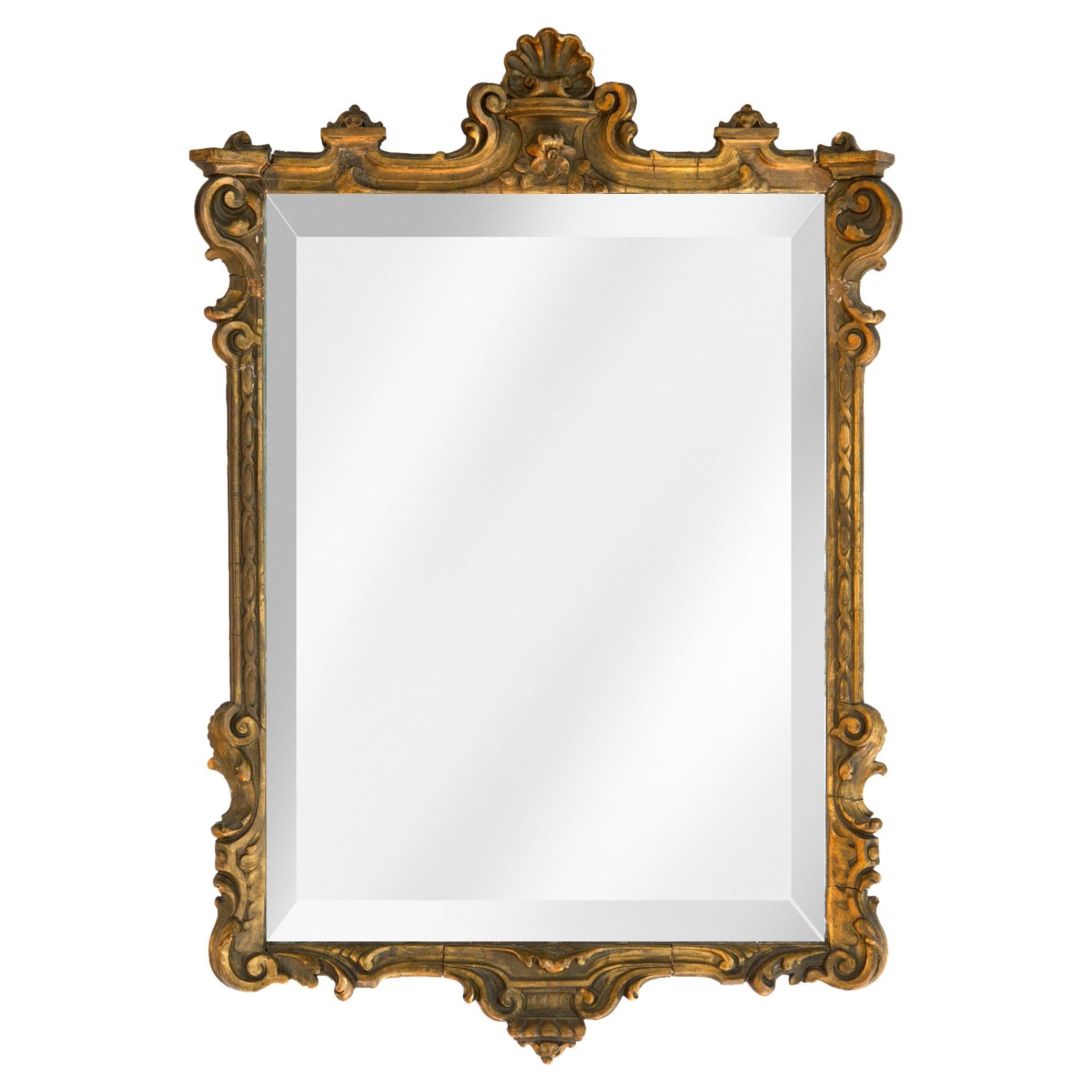 Rectangular Beveled Gilt Mirror With Carved Laurel Leaves For Sale at ...