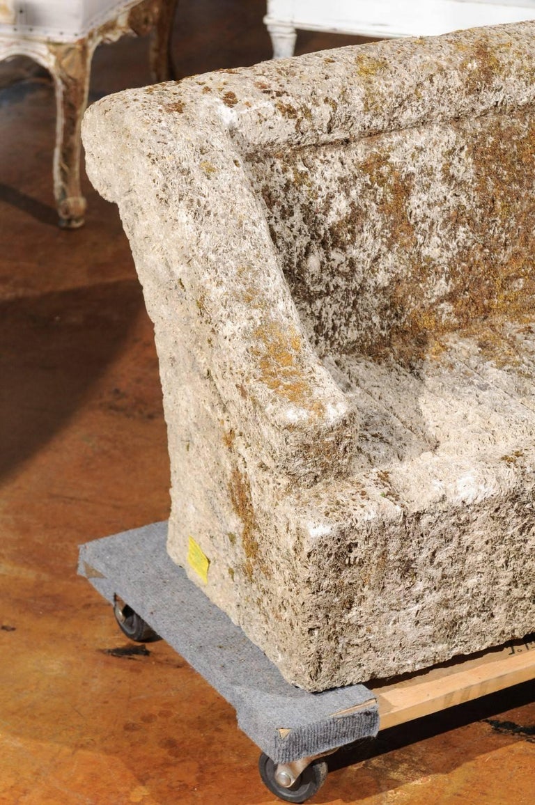 Petite Italian Cast Stone Garden Bench with Worn Patina from the 19th ...