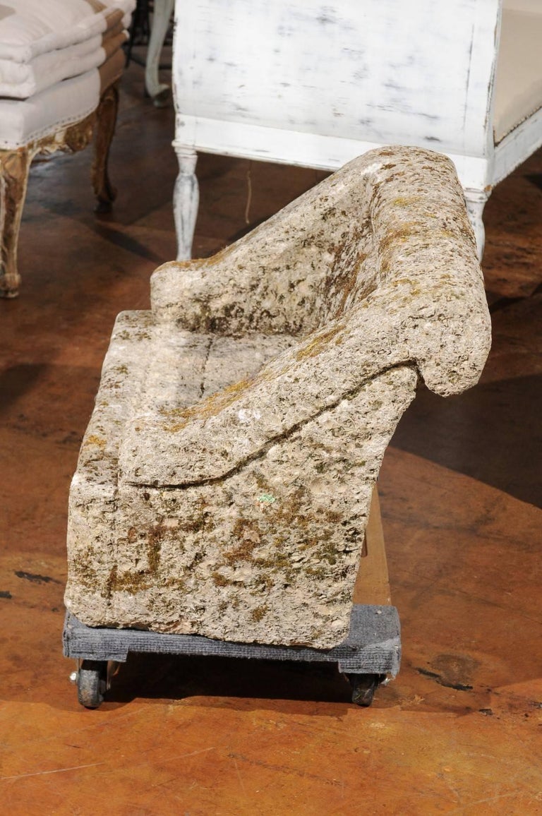 Petite Italian Cast Stone Garden Bench with Worn Patina from the 19th ...