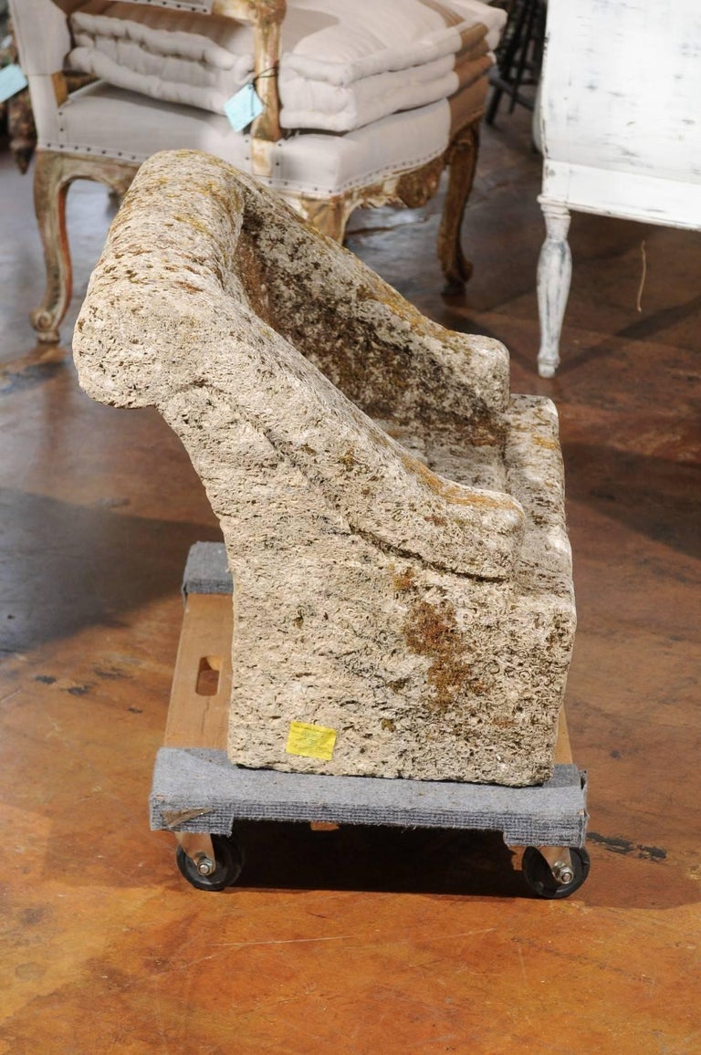 Petite Italian Cast Stone Garden Bench with Worn Patina from the 19th ...