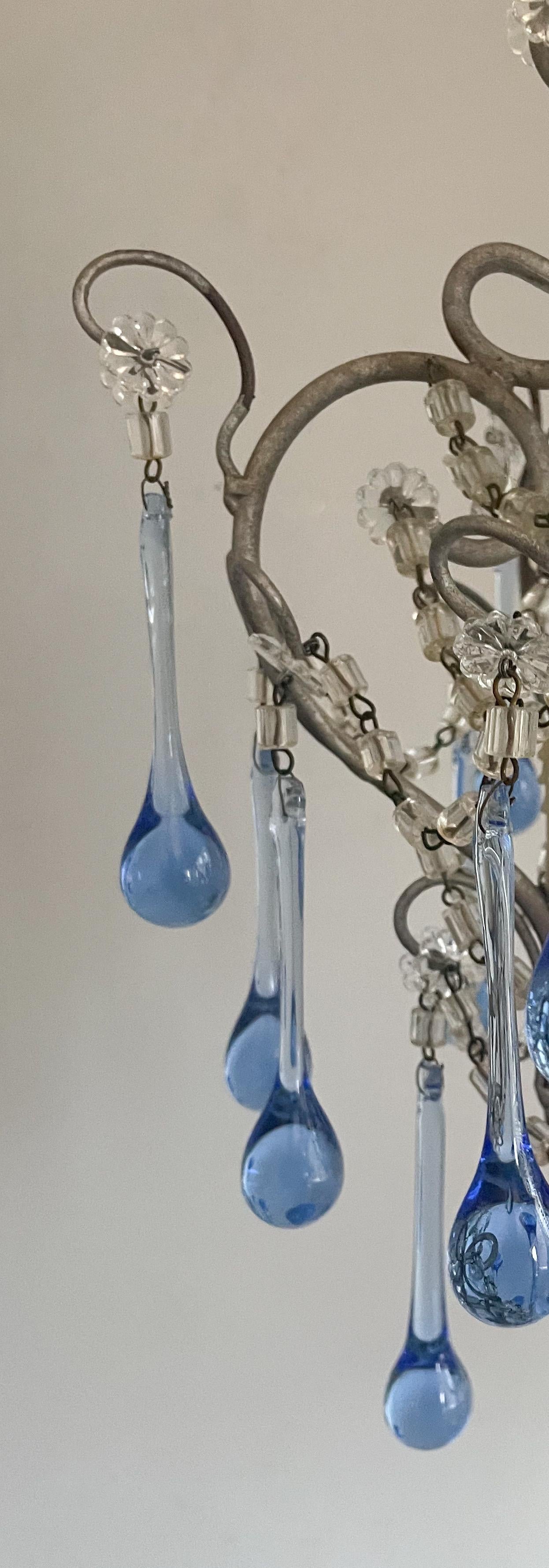 Petite Italian Crystal Beaded Chandelier With Murano Drops For Sale at ...