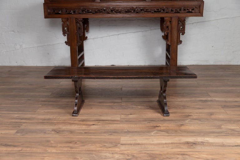 Petite Japanese 19th Century Keyaki Wood Low Prayer Table with Curving ...