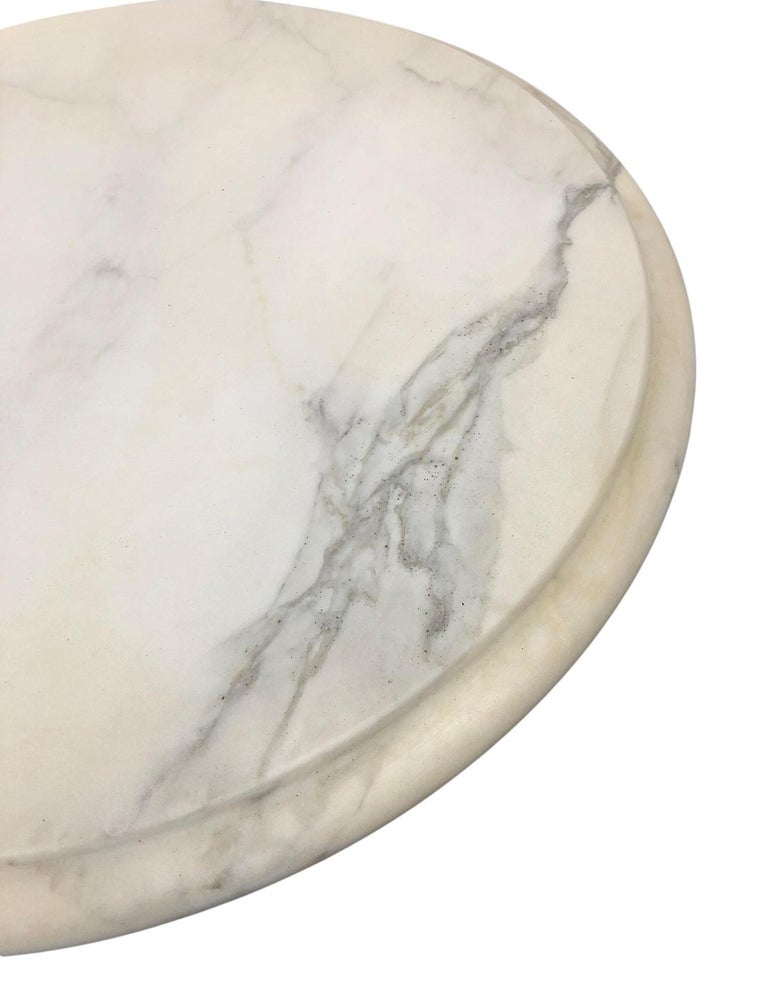 Petite Midcentury Round Carrara Marble Top Side Table Style of Nanna Ditzel at 1stDibs