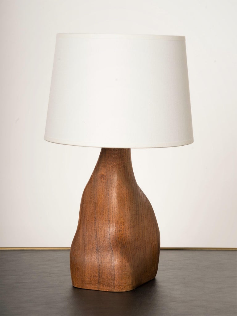 Petite Organic Shape Solid Oak Table Lamp, France, 1960's For Sale at ...