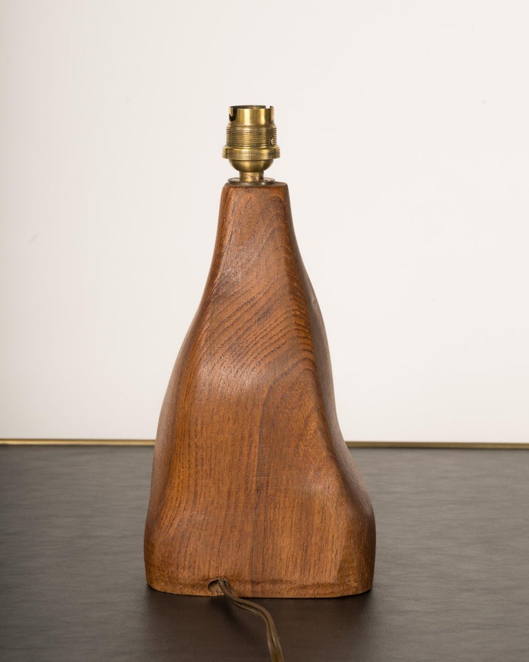 Petite Organic Shape Solid Oak Table Lamp, France, 1960's For Sale at ...