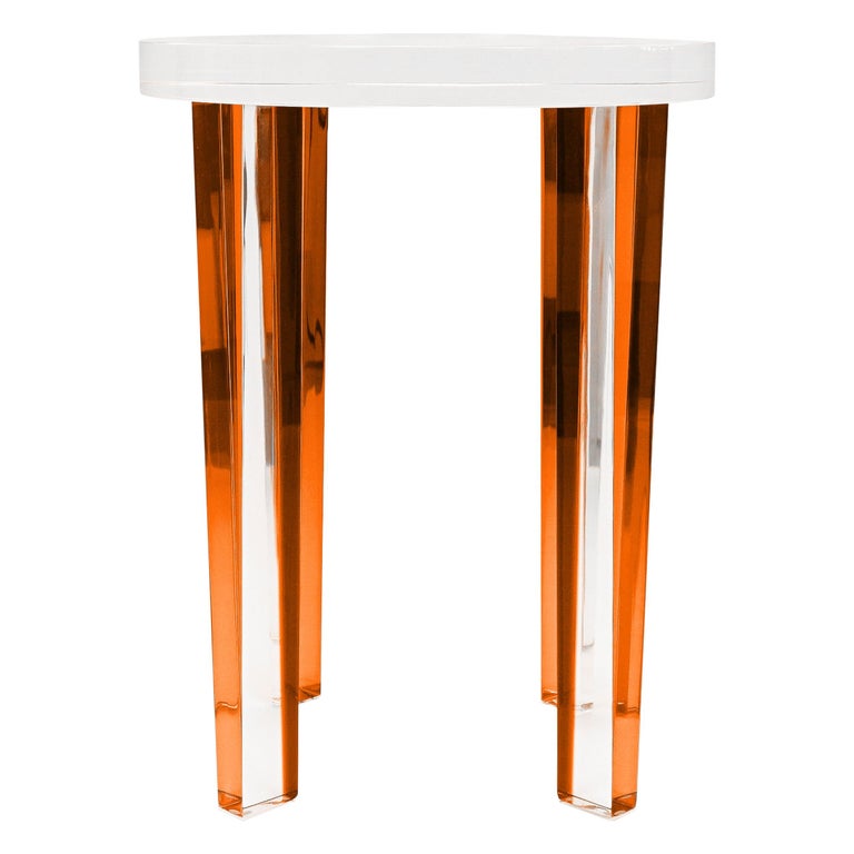 Petite Side Table in Orange Lucite For Sale at 1stDibs
