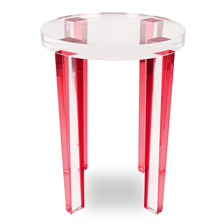 Petite Side Table in Red Lucite For Sale at 1stDibs