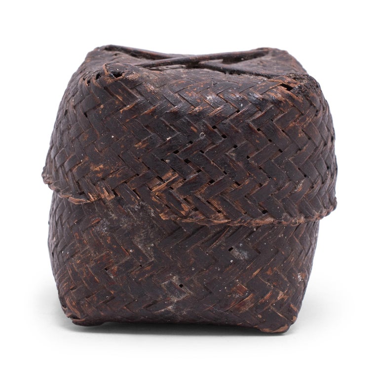 Petite Southeast Asian Square Woven Box For Sale at 1stDibs