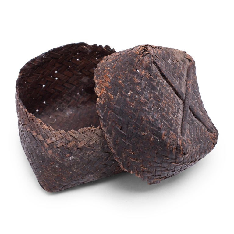 Petite Southeast Asian Square Woven Box For Sale at 1stDibs