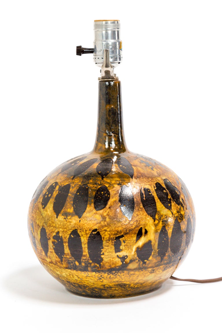 Petite Spotted Glaze Ceramic Gourd Lamp For Sale at 1stDibs