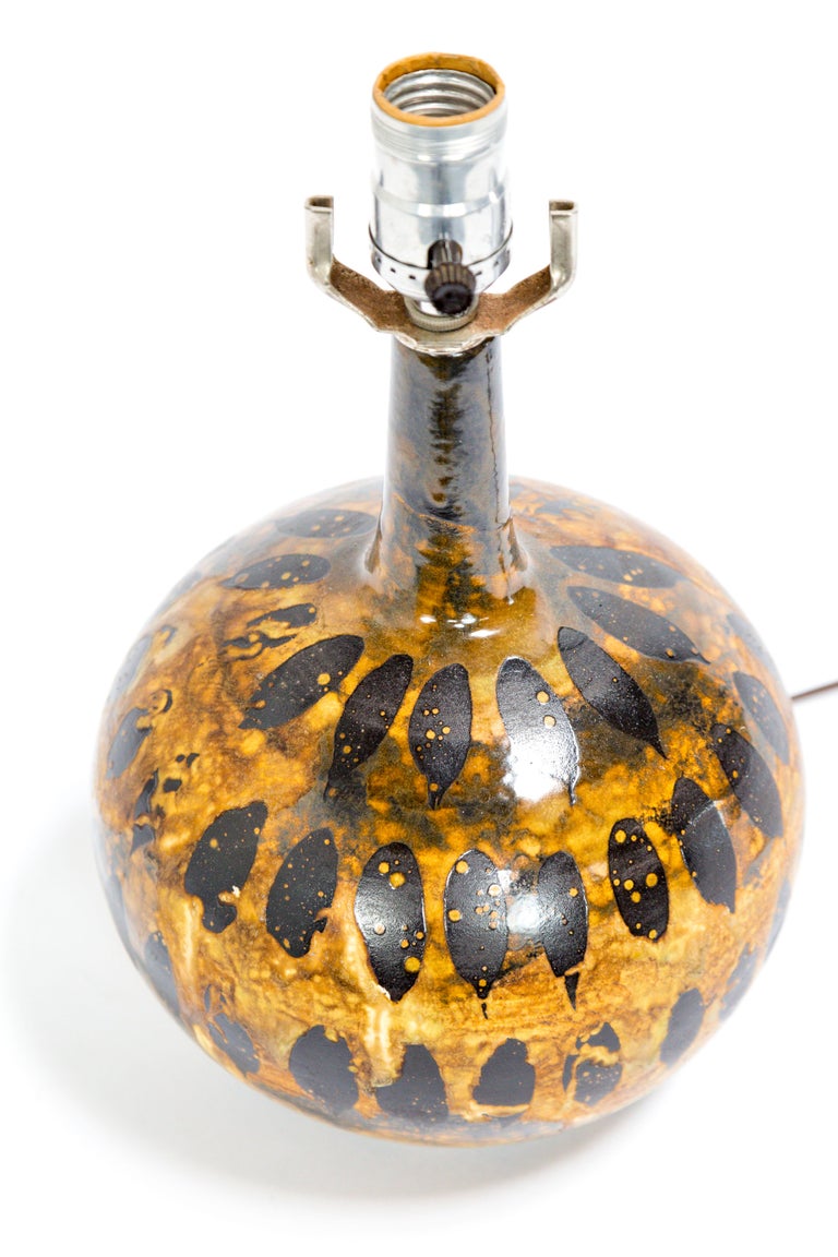 Petite Spotted Glaze Ceramic Gourd Lamp For Sale at 1stDibs