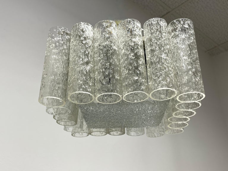 Petite Square Glass Tube Chandelier Flush Mount, Doria Leuchten ...