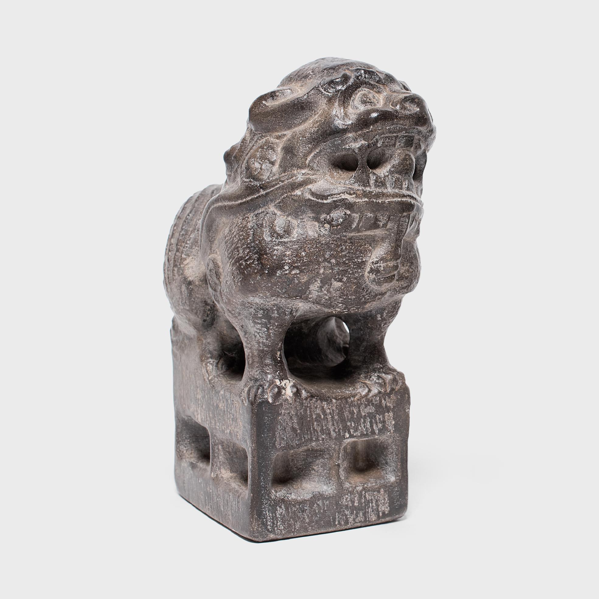 Petite Stone Fu Dog Guardian For Sale at 1stDibs