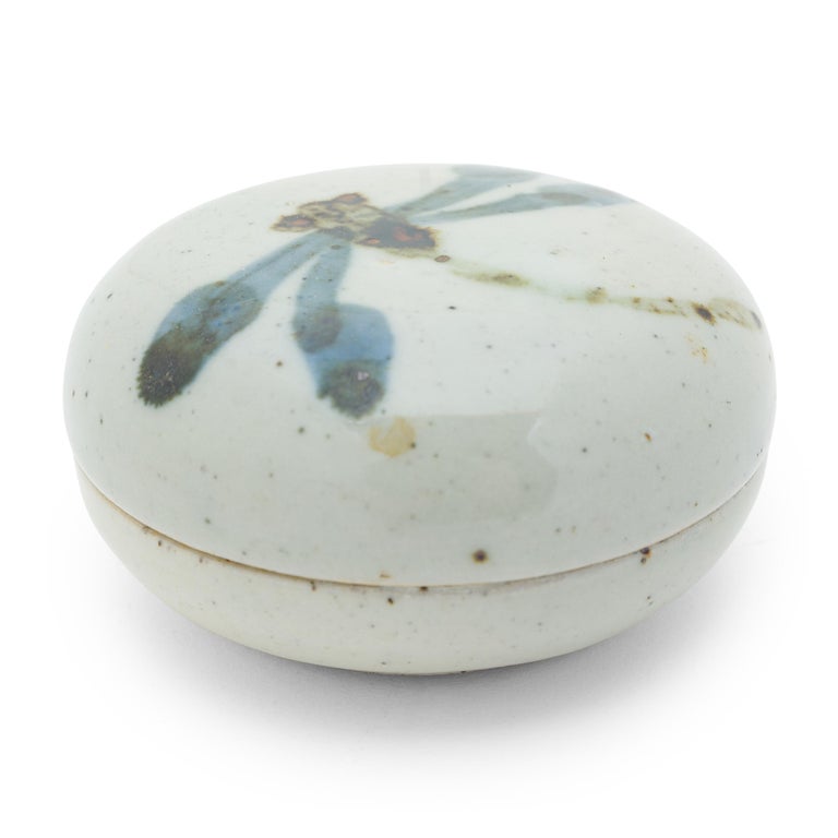 Petite Stoneware Dragonfly Box For Sale at 1stDibs