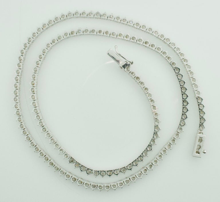 Petite Straight Line Diamond Necklace in White Gold For Sale at 1stDibs