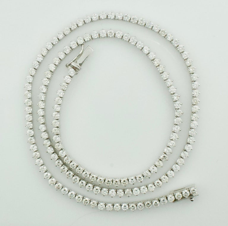 Petite Straight Line Diamond Necklace in White Gold For Sale at 1stDibs