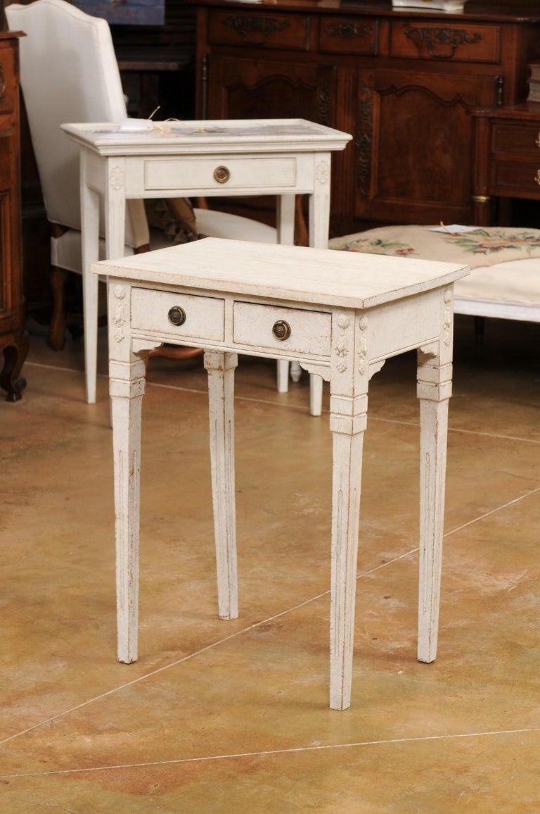 Petite Swedish Late 19th Century Painted Console Table with Carved ...