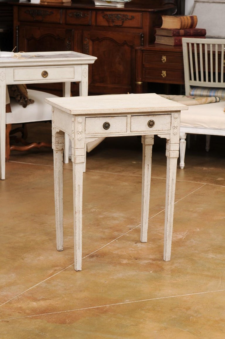 Petite Swedish Late 19th Century Painted Console Table with Carved ...