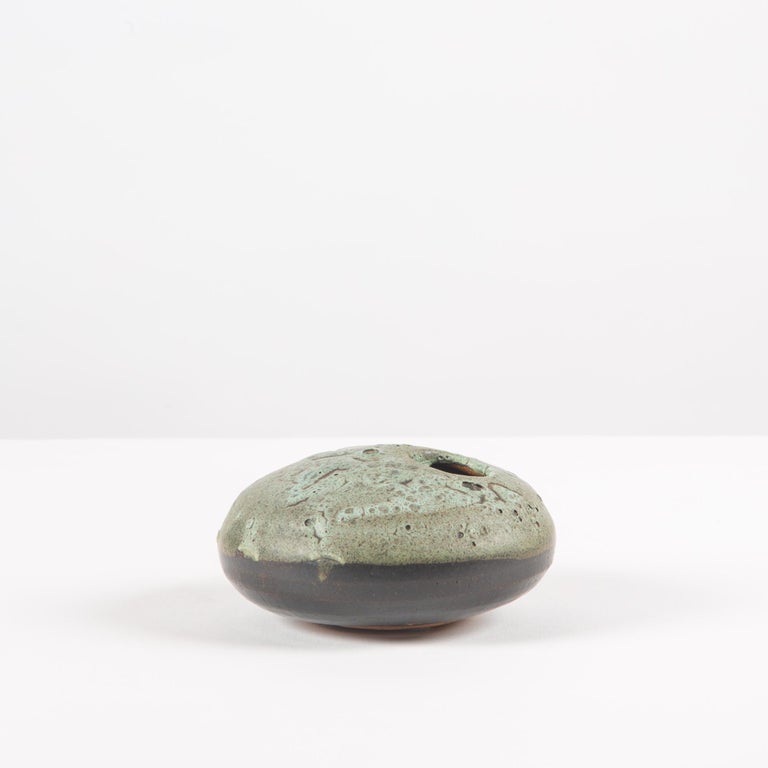 Petite Two-Tone Glazed Ceramic Bud Vase at 1stDibs