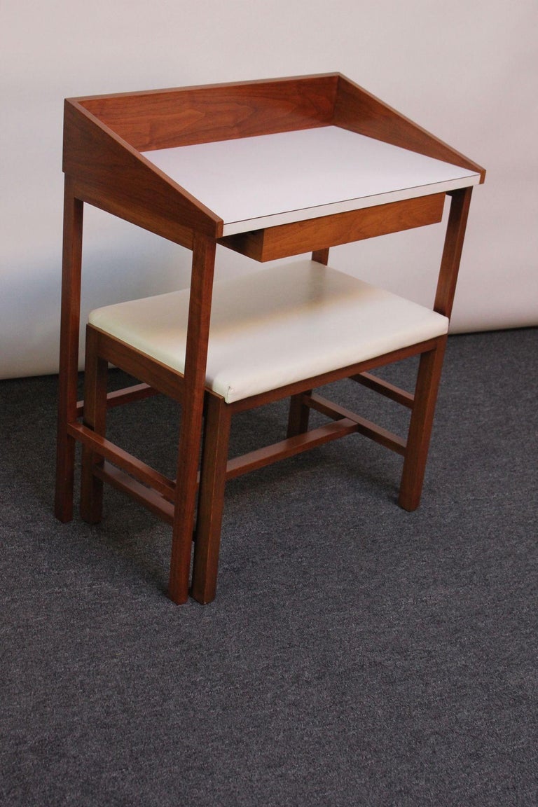 Petite Vanity/Writing Table with Stool Designed by Edward Wormley for ...