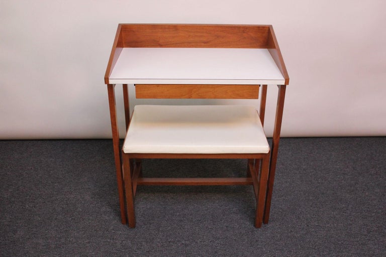 Petite Vanity/Writing Table with Stool Designed by Edward Wormley for ...
