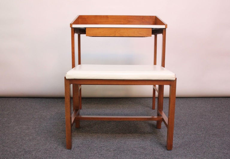 Petite Vanity/Writing Table with Stool Designed by Edward Wormley for ...