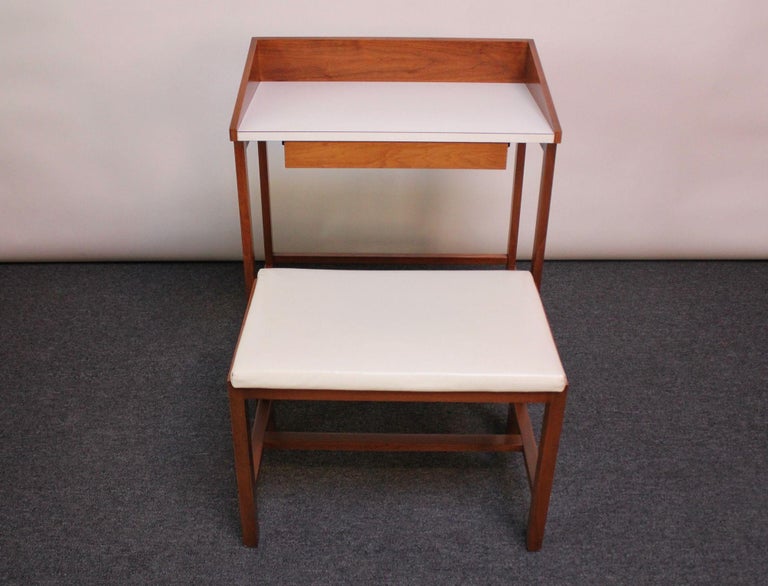 Petite Vanity/Writing Table with Stool Designed by Edward Wormley for ...