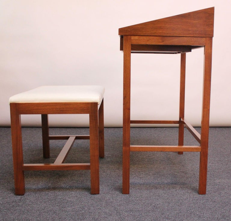 Petite Vanity/Writing Table with Stool Designed by Edward Wormley for ...