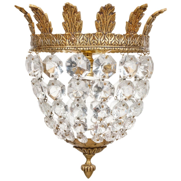 Petite Vintage Crystal Chandelier For Sale at 1stDibs