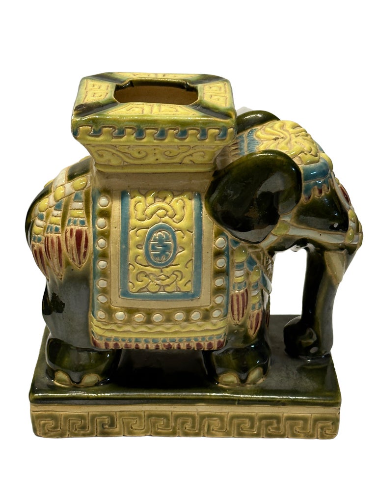 Petite Vintage Hollywood Regency Chinese Ceramic Elephant Ashtray For ...