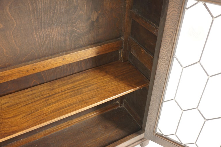 Petite Vintage Oak Leaded Glam Bookcase Display Cabinet, Scotland 1930 ...