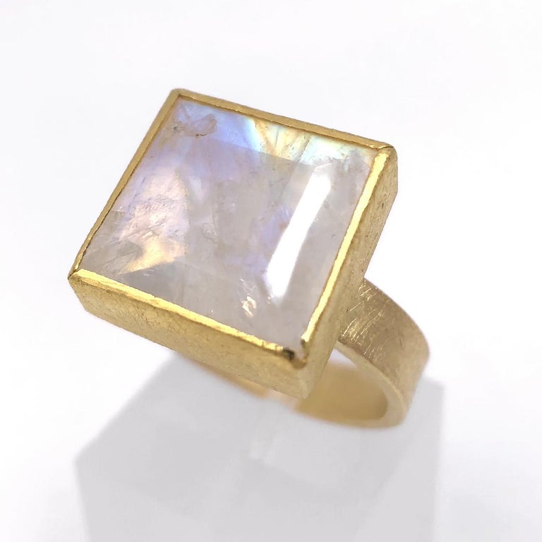 Petra Class Faceted Rainbow Moonstone One of a Kind High Karat Matte ...