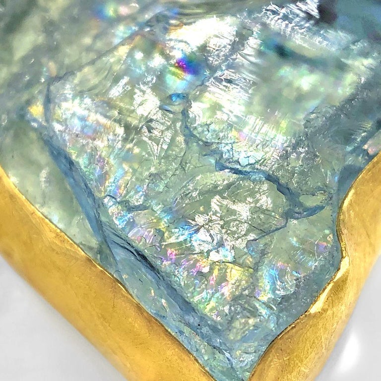 Petra Class Iridescent Aquamarine One of a Kind Double Row Gold ...