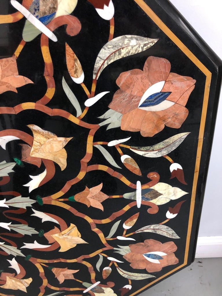 Petra Dura Mosaic Octagon Dining Table Top Marble with Semi-Precious ...