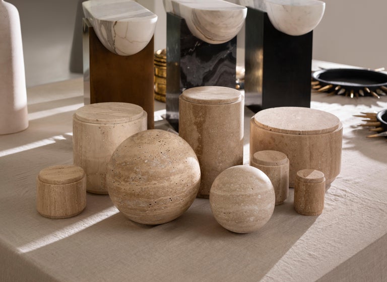 Petra Jar, Large Stone Jar in Italian Travertine For Sale at 1stDibs