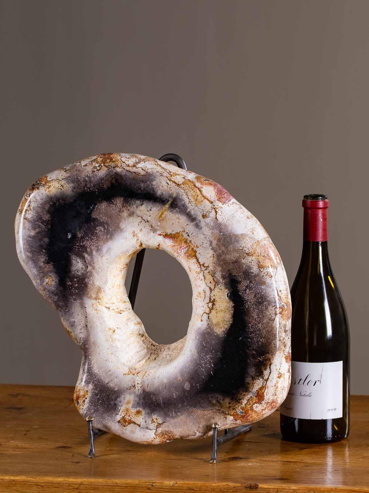Petrified Wood Ring Sculpture on Custom Stand at 1stDibs