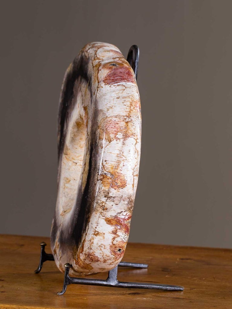 Petrified Wood Ring Sculpture on Custom Stand at 1stDibs
