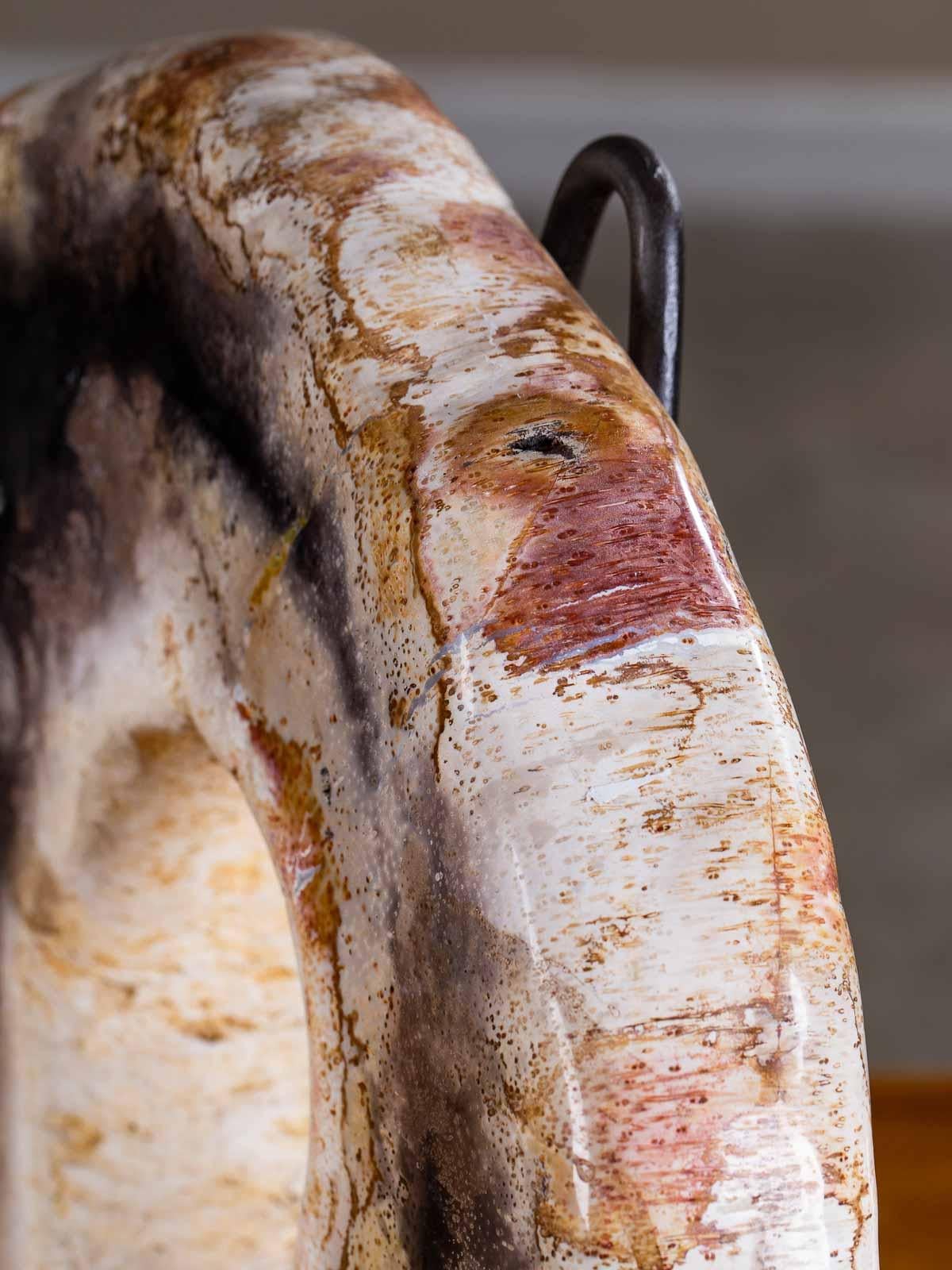 Petrified Wood Ring Sculpture on Custom Stand at 1stDibs
