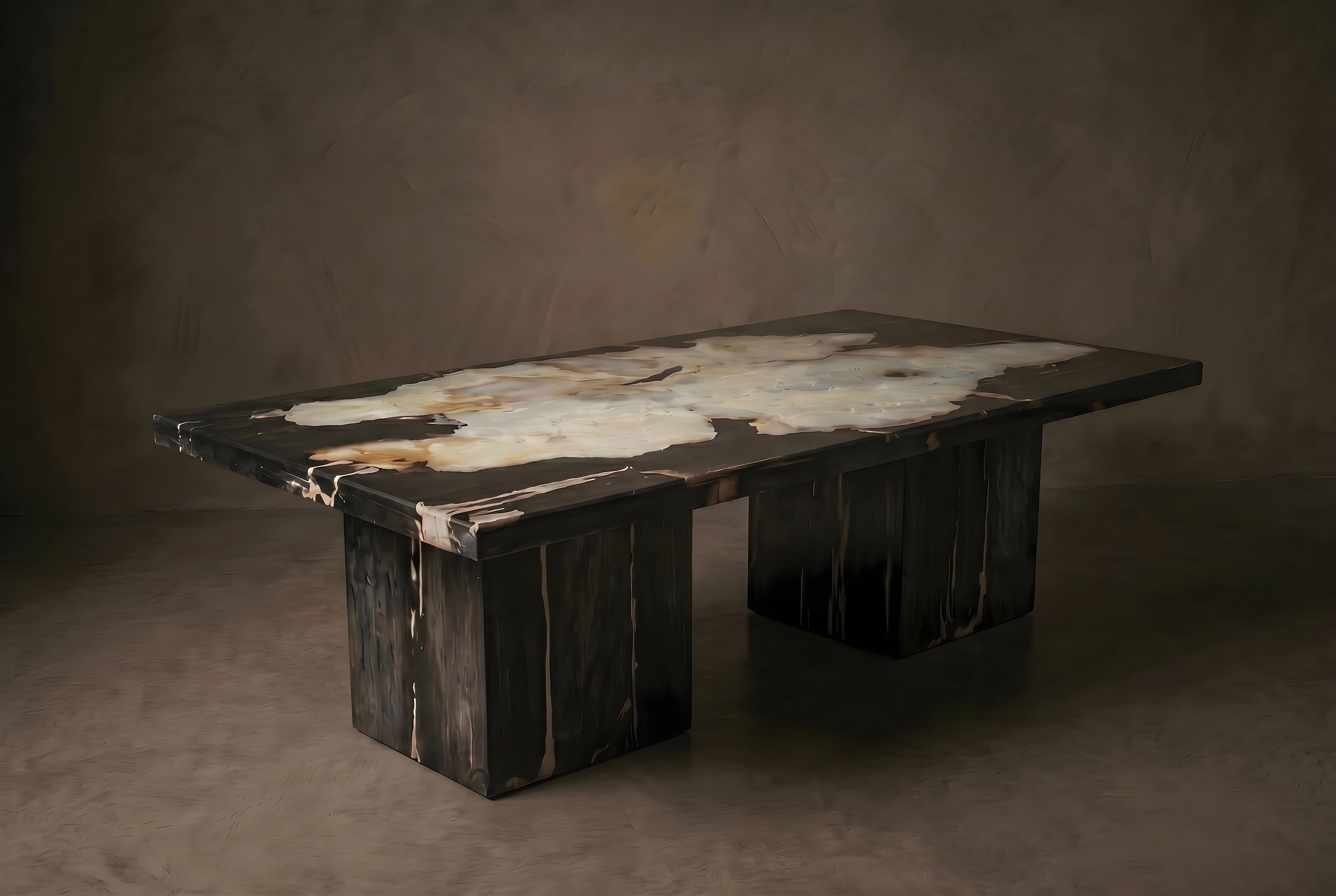 Petrified Wood Table, Black and Bone, Organic Modern, 21st Century For ...
