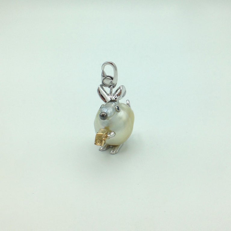 Diamond 18 Karat Gold Pear Mouse Pendant/Necklace or Charm Made in ...
