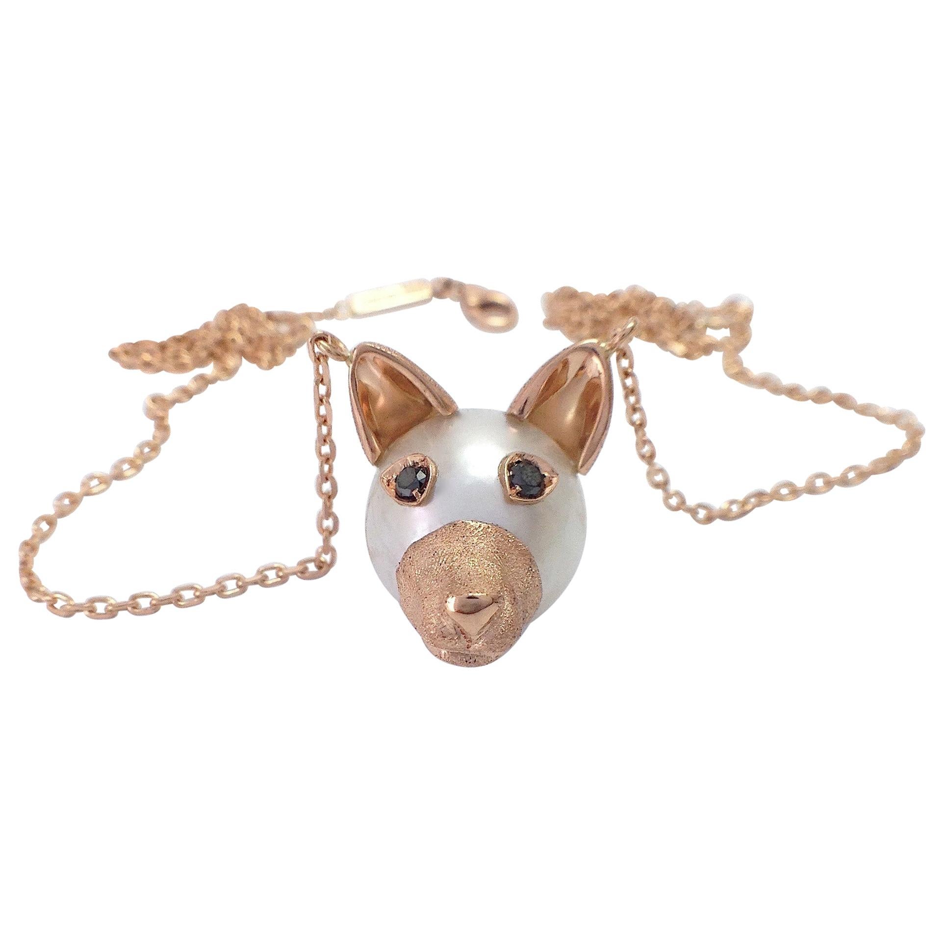 Petronilla 18 Karat Gold Animal Stoat Diamond Australian Pearl Pendant ...