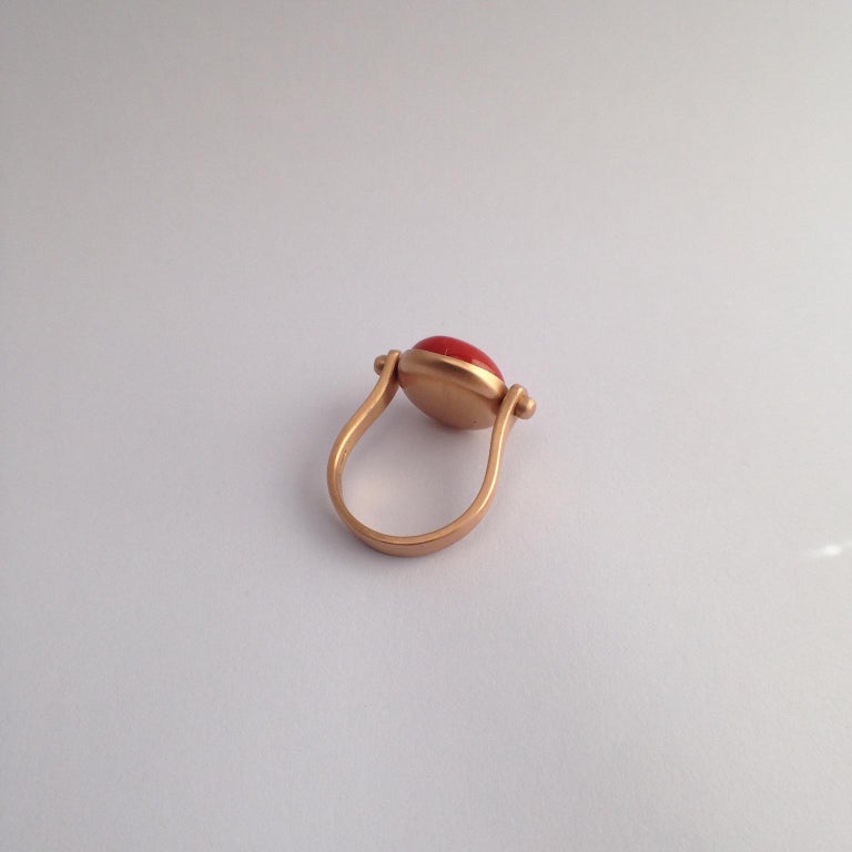 Petronilla Gemstone Red Coral Roman Style Red 18 Kt Gold Reversible ...