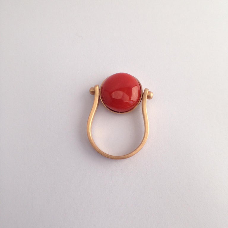 Petronilla Gemstone Red Coral Roman Style Red 18 Kt Gold Reversible ...