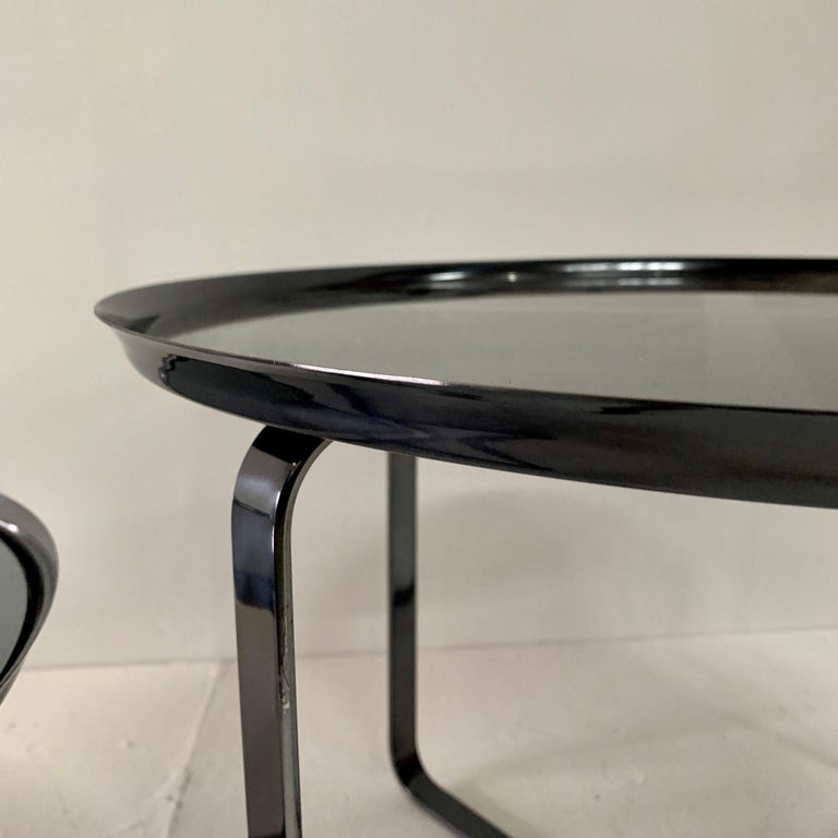 Pewter Finish Low Tiered Side Tables, Pair For Sale at 1stDibs